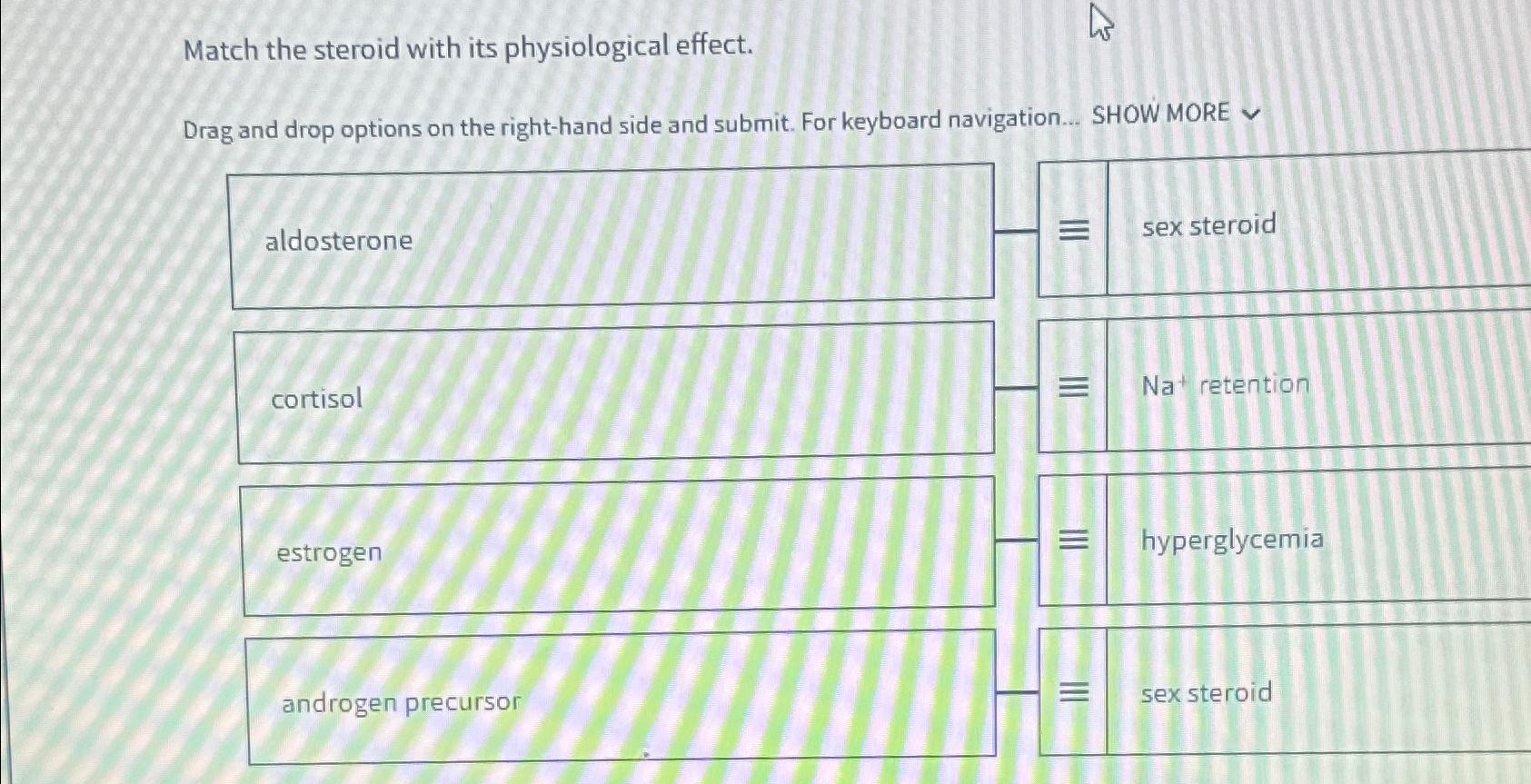 Solved Match the steroid with its physiological effect.Drag | Chegg.com