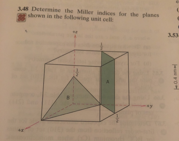 Solved 3.48 Determine the Miller indices for the planes | Chegg.com