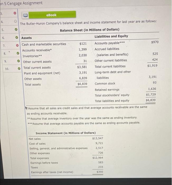 Solved on 5 Cengage Assignment 3. eBook 4. 5 . o 6. . 7. 8 . | Chegg.com