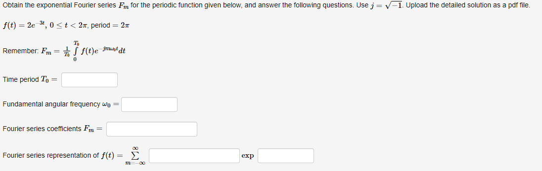 Solved Obtain the exponential Fourier series Fm ﻿for the | Chegg.com