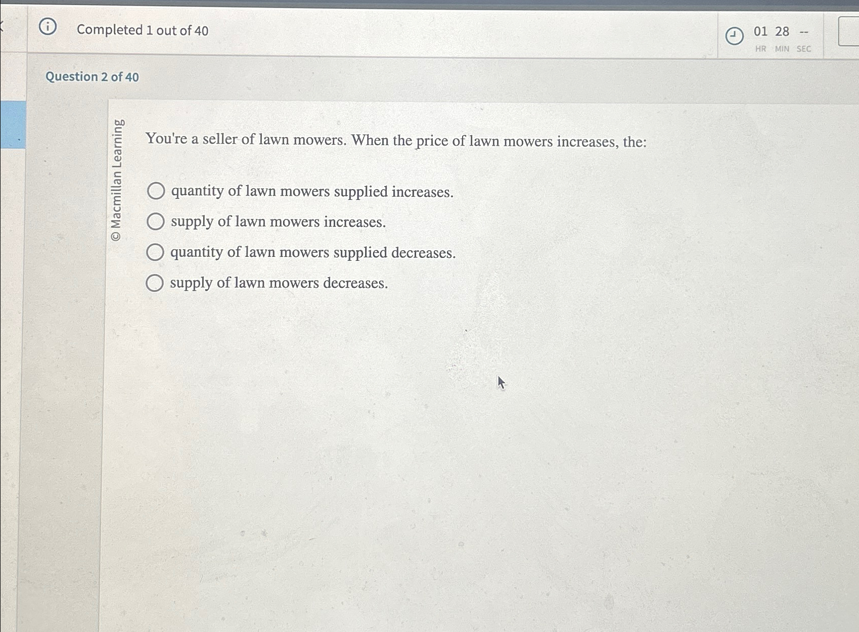Solved Completed 1 ﻿out of 400128-HR MIN SECQuestion 2 ﻿of | Chegg.com