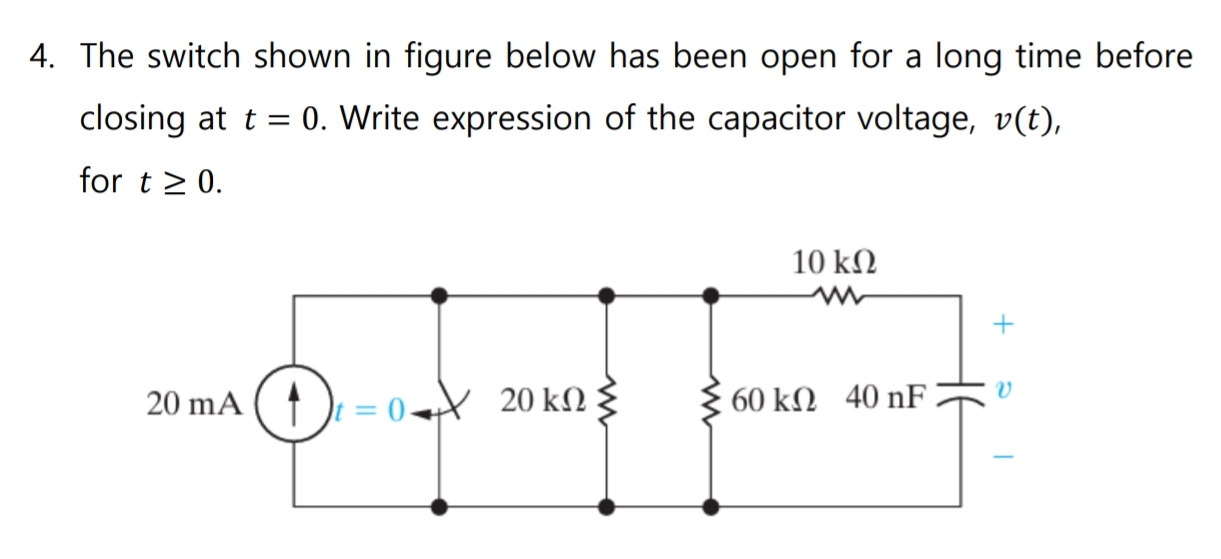 Solved The switch shown in figure below has been open for a | Chegg.com