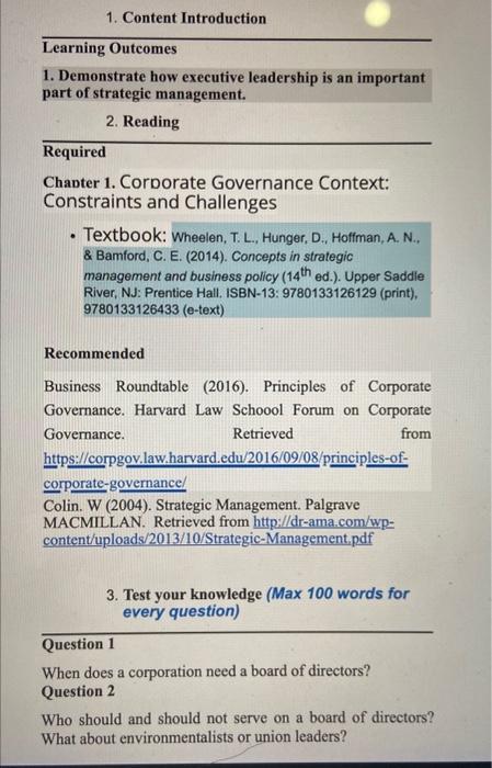 Solved 1. Demonstrate how executive leadership is an | Chegg.com