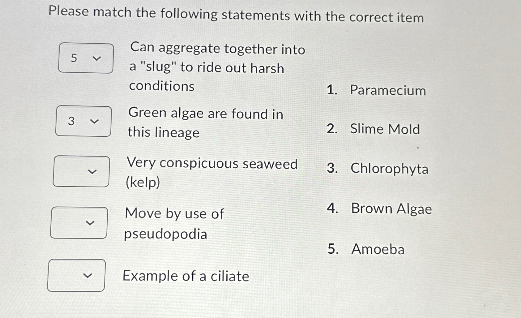 Solved Please match the following statements with the | Chegg.com