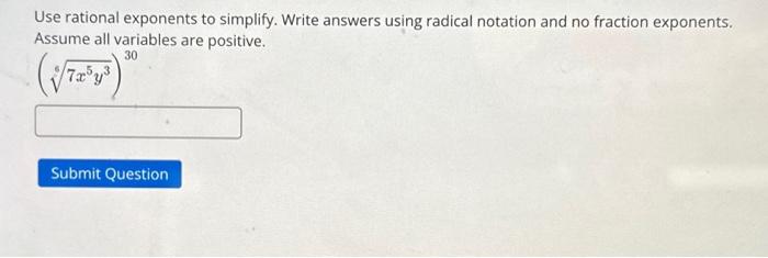 Solved Use rational exponents to simplify. Write answers | Chegg.com