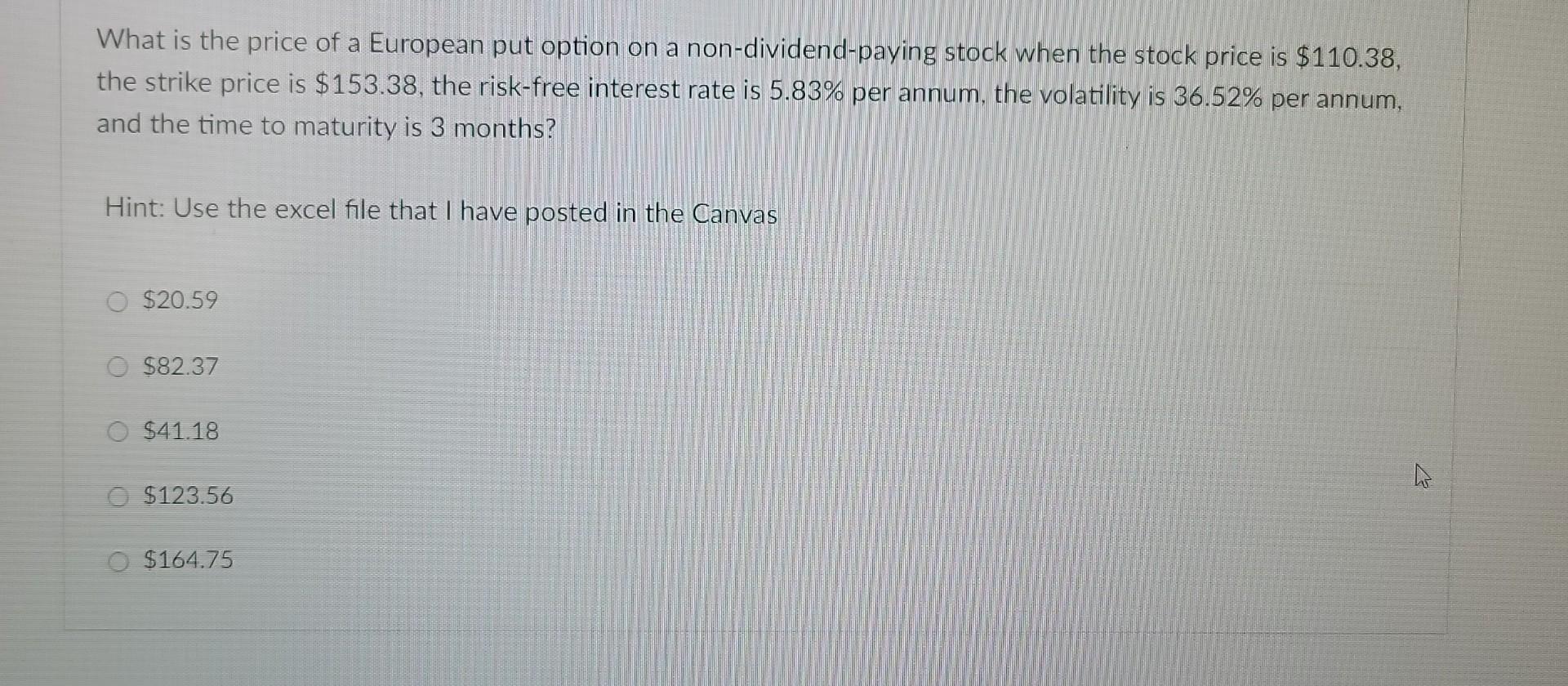 Solved What is the price of a European put option on a | Chegg.com