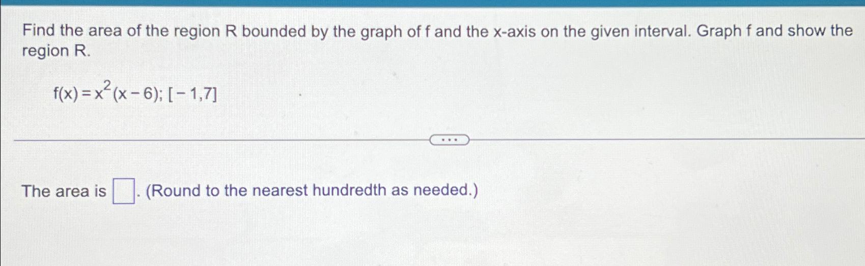 Solved Find the area of the region R ﻿bounded by the graph | Chegg.com