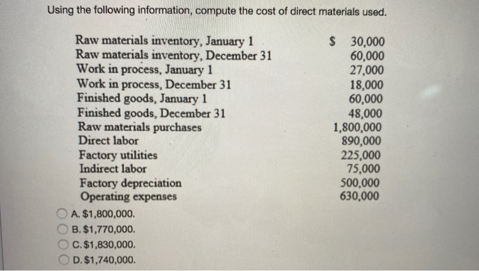 Solved Using the following information, compute the cost of | Chegg.com