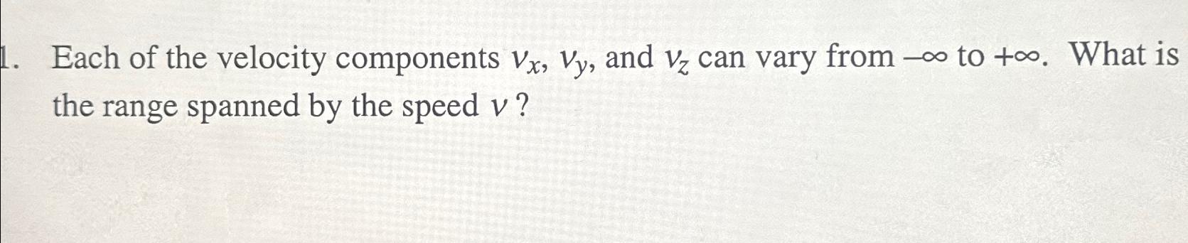 Solved Each of the velocity components vx,vy, ﻿and vz ﻿can | Chegg.com