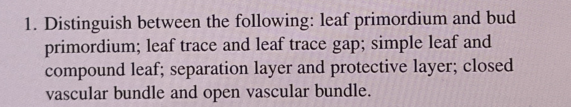 Solved Distinguish between the following: leaf primordium | Chegg.com