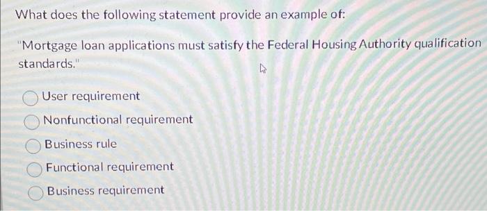 Solved What does the following statement provide an example | Chegg.com