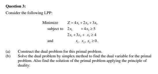 Solved Question 3: Consider the following LPP: Minimize | Chegg.com