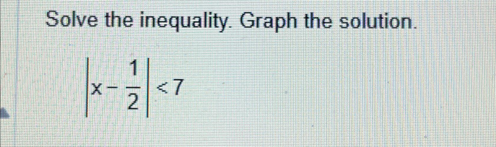 Solved Solve the inequality. Graph the solution.|x-12|