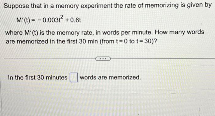 Solved Suppose that in a memory experiment the rate of | Chegg.com