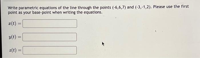 Solved Write parametric equations of the line through the | Chegg.com