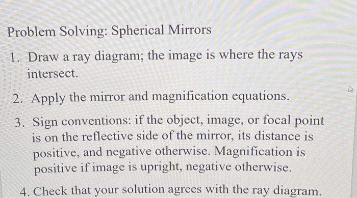 Solved Problem Solving: Spherical Mirrors 1. Draw a ray | Chegg.com