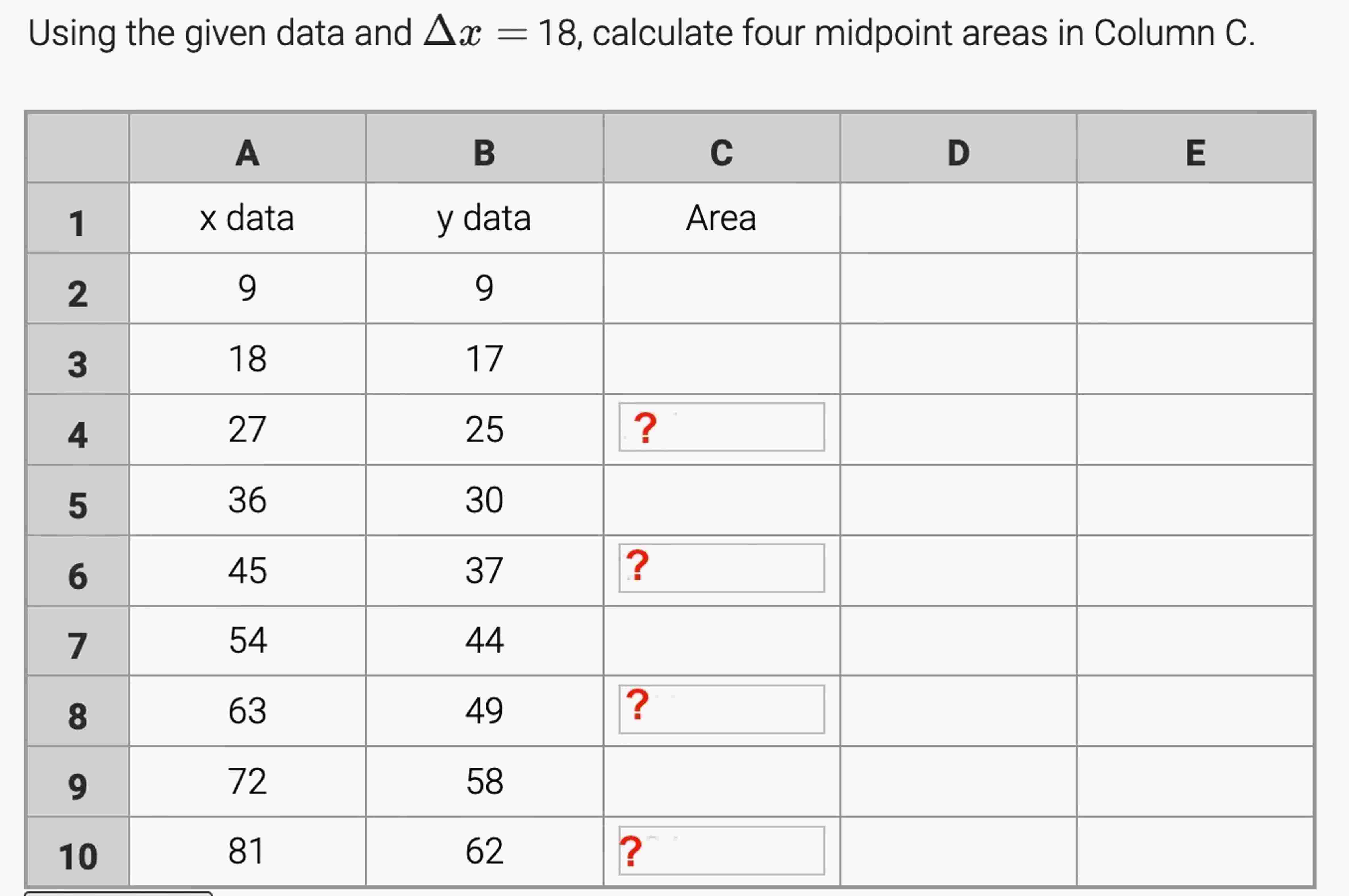 Solved Answer the specific cell values designated by ?Using | Chegg.com