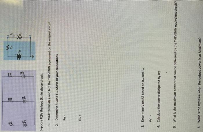Solved 3. Determine V on R2 based on Rin and Eth. Vr= 4. | Chegg.com
