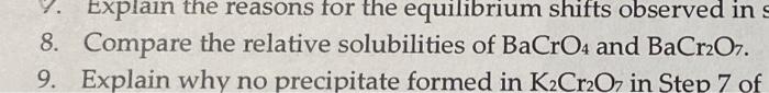 Solved Explain the reasons for the equilibrium shifts | Chegg.com