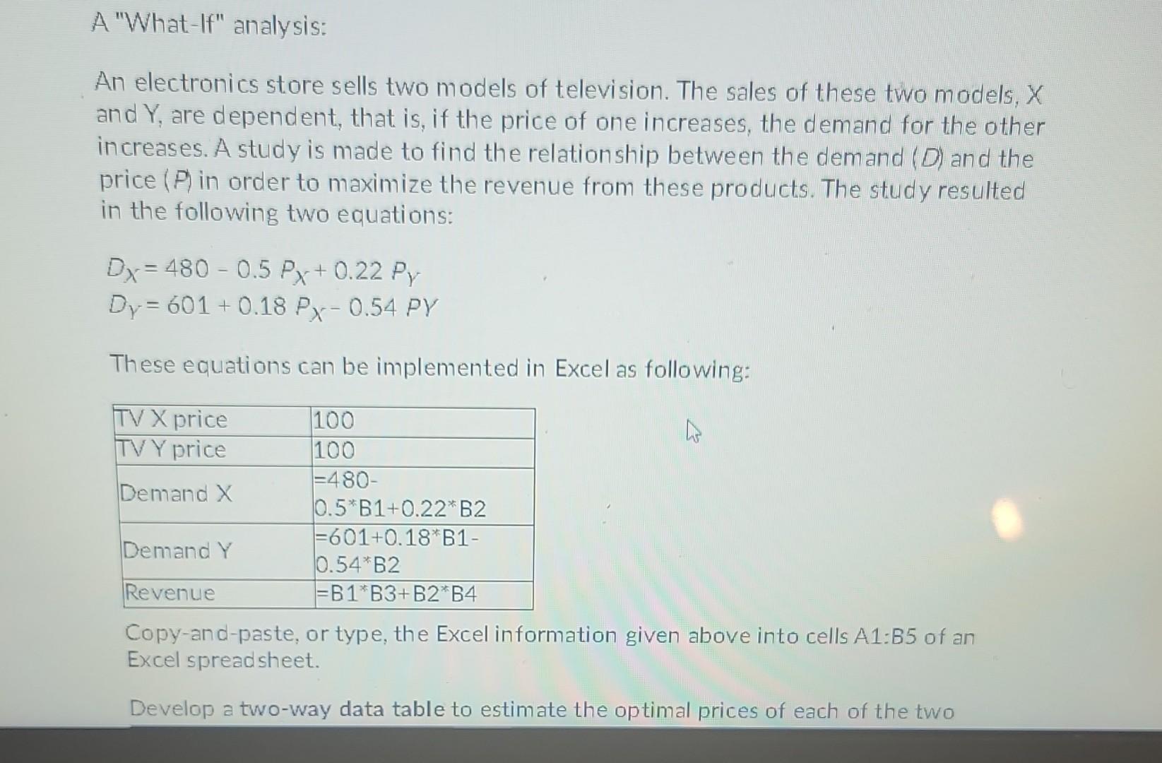 An electronics store sells two models of television. | Chegg.com