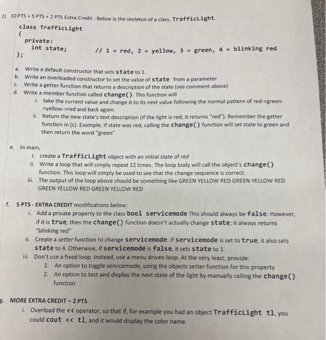 Solved A Write A Default Constructor That Sets State To 1