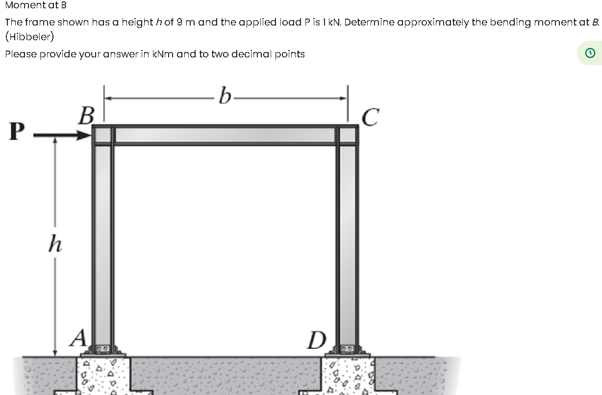 Solved Moment at BThe frame shown has a height h ﻿of 9m ﻿and | Chegg.com