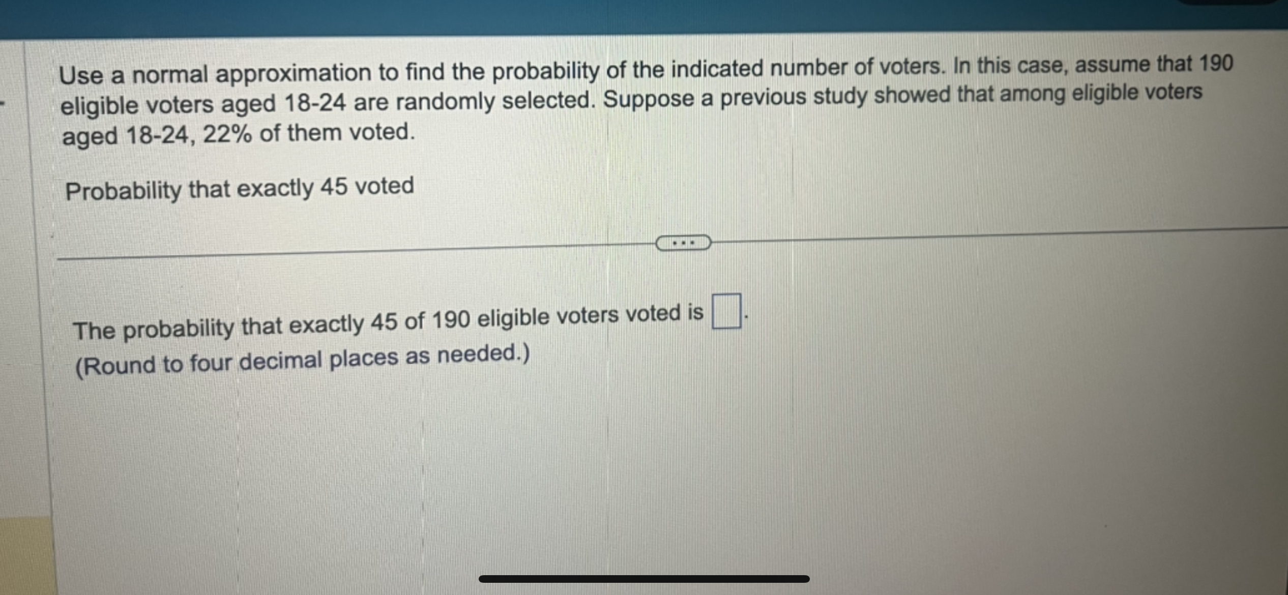 Solved Use a normal approximation to find the probability of | Chegg.com