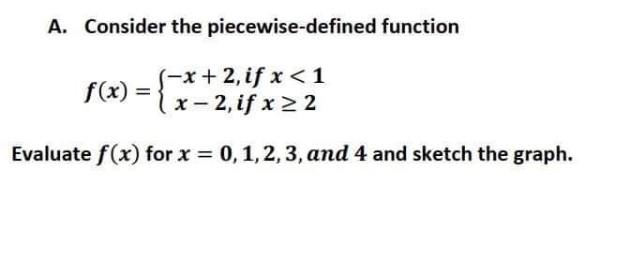 Solved A. Consider the piecewise-defined function | Chegg.com