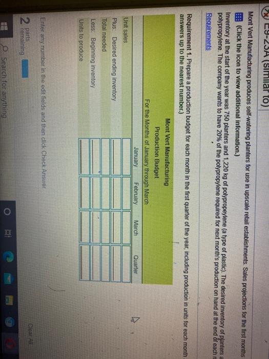 Solved » 9-25A (Similar to) Mont Vert Manufacturing produces | Chegg.com