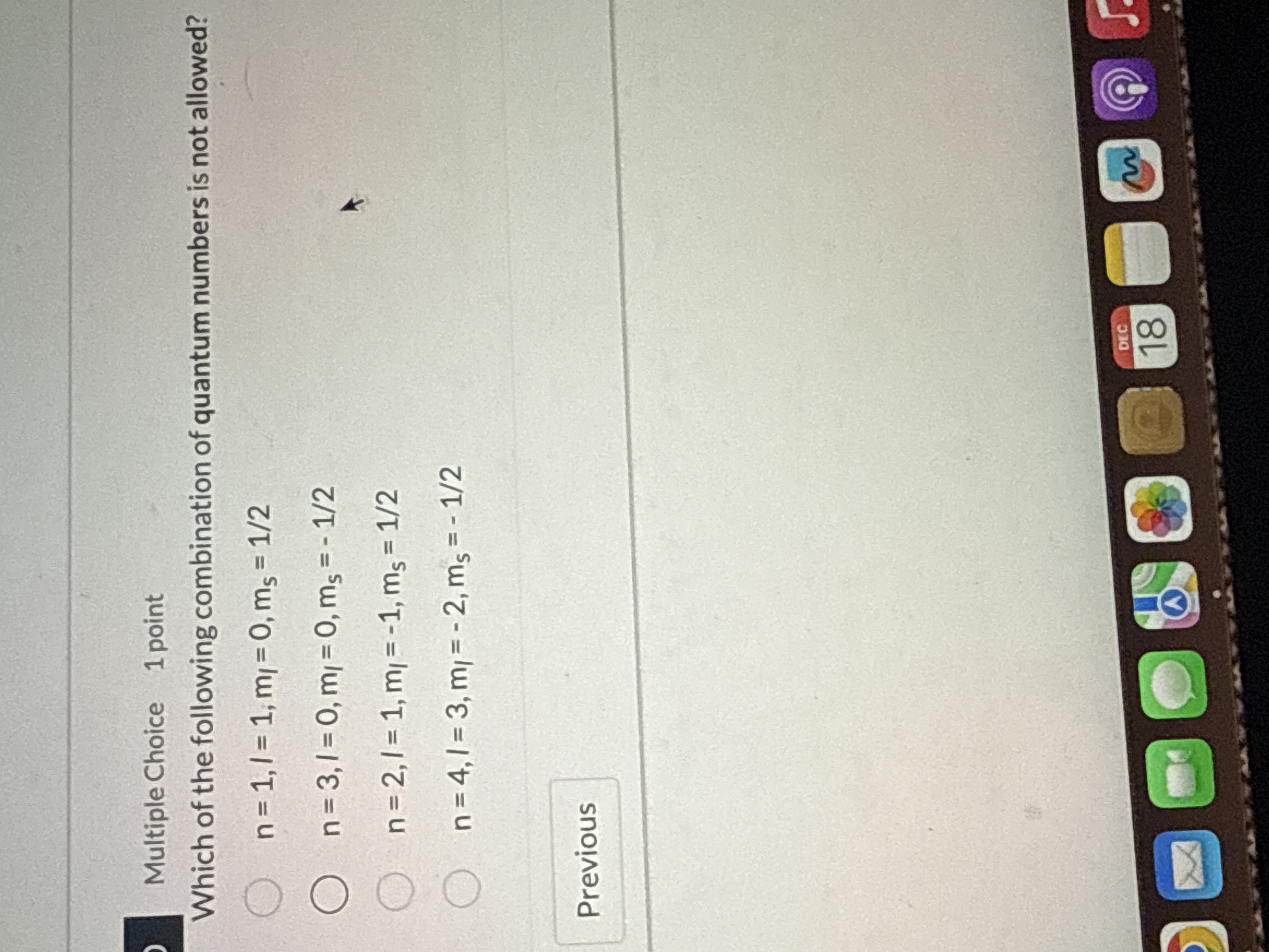 Solved Which of ﻿the following combination of ﻿quantum | Chegg.com