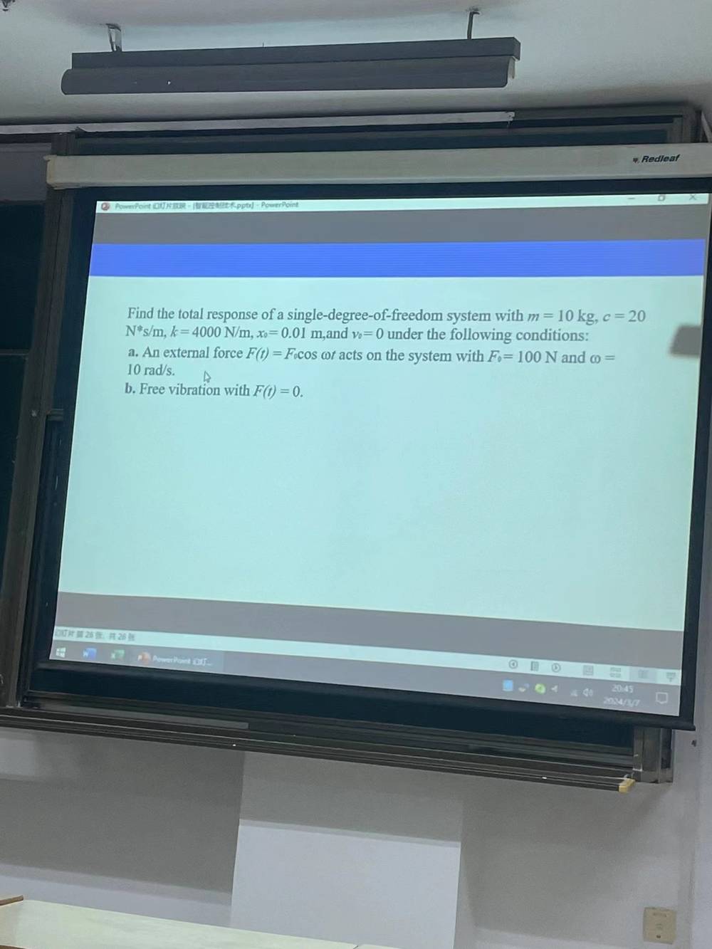 Solved Find the total response of a single-degree-of-freedom | Chegg.com