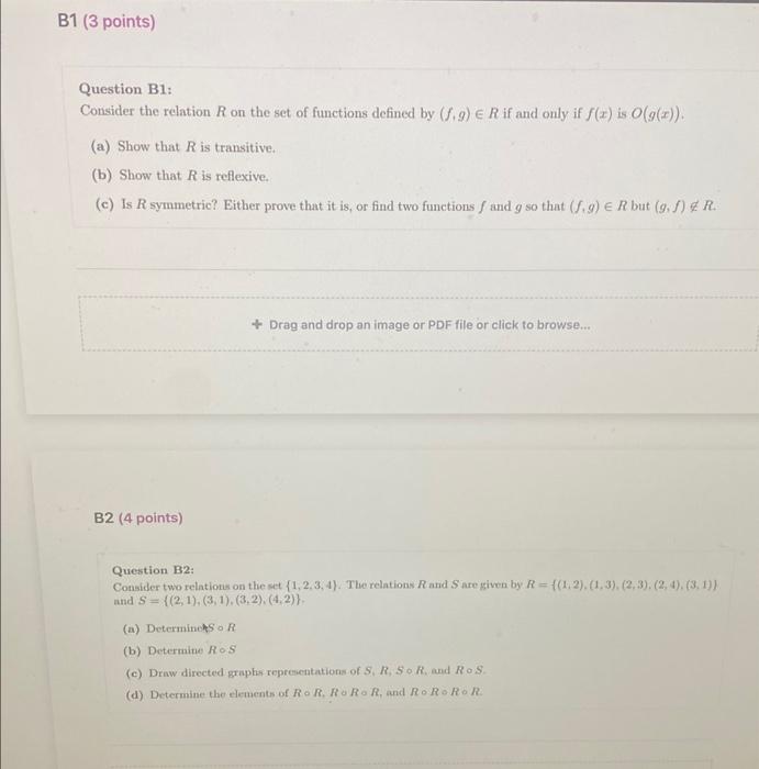 Solved Question B1: Consider the relation R on the set of | Chegg.com