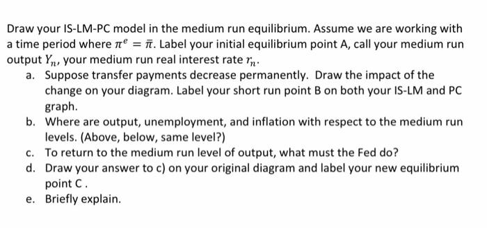 Solved Draw your IS-LM-PC model in the medium run | Chegg.com