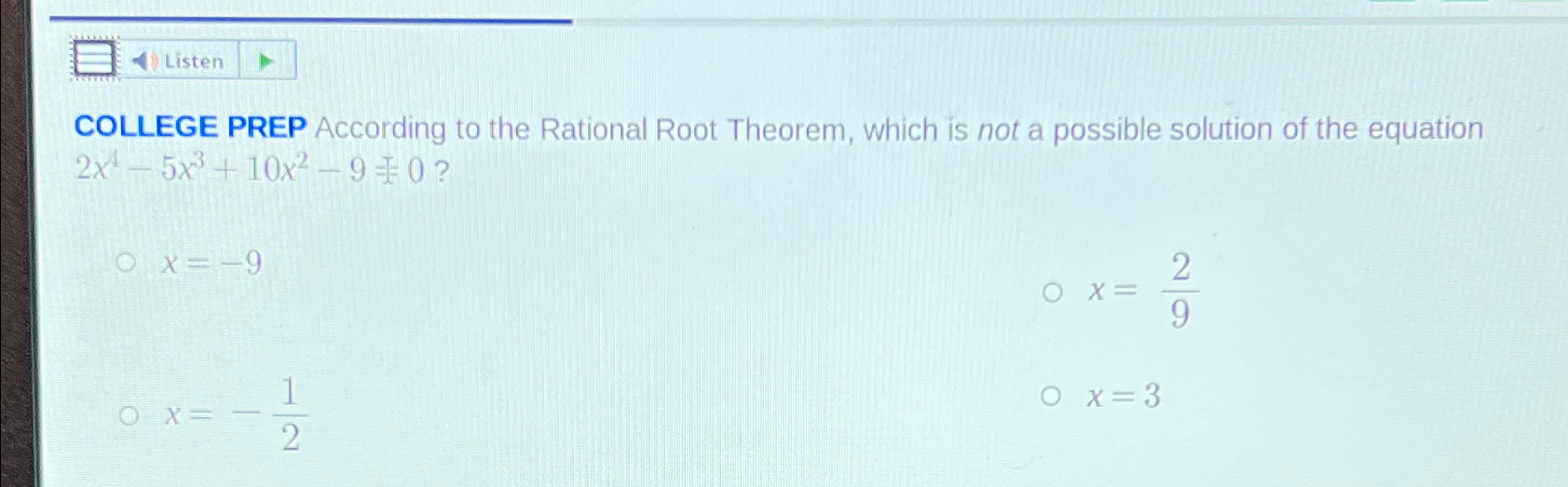 Solved 1college Prep According To The Rational Root Theorem