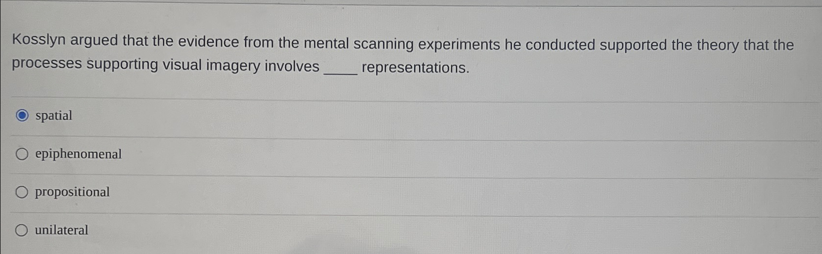 Solved Kosslyn argued that the evidence from the mental | Chegg.com