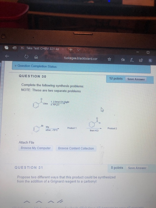 Solved 3 Take Test: CHEM 321 AS - 0 * 0 | Chegg.com