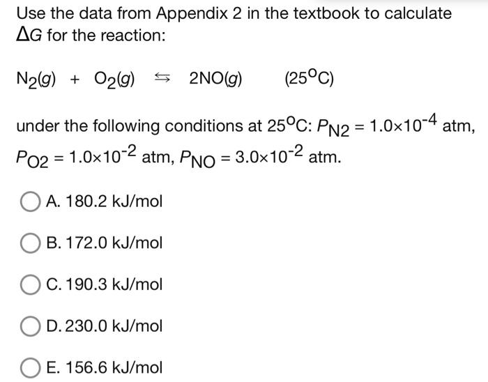 Solved Use the data from Appendix 2 in the textbook to | Chegg.com