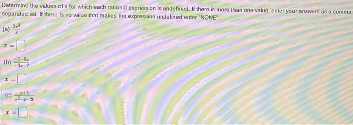 Solved #1. Determine the values of x for which each rational | Chegg.com