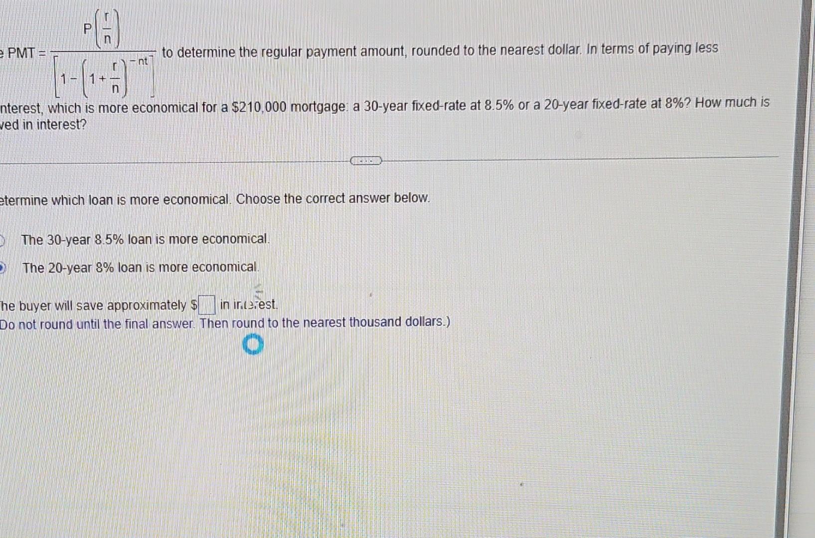 Solved PMT =[1−(1+nr)−nt−7P(nr) to determine the regular | Chegg.com