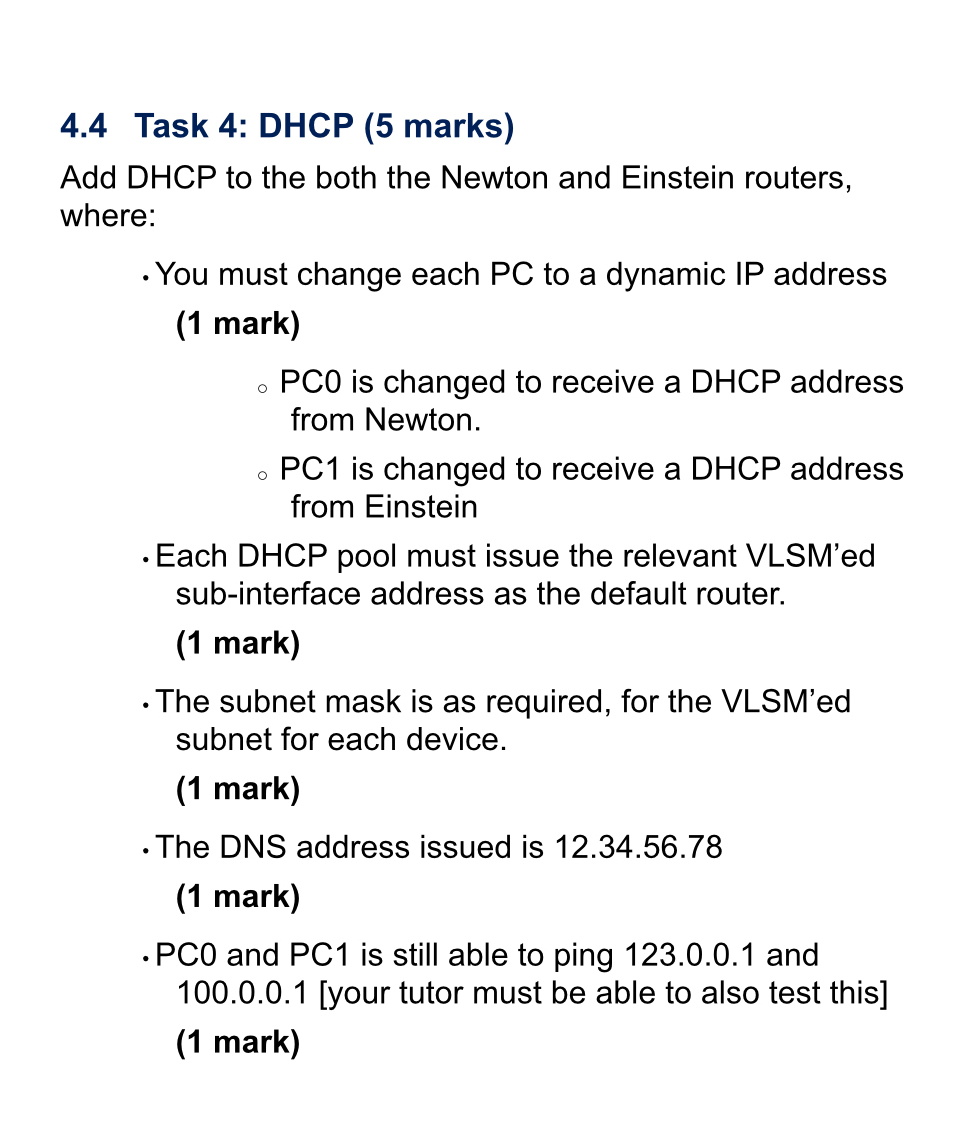 Solved 4.4 Task 4: DHCP (5 marks)Add DHCP to the both the | Chegg.com Solved 4.4 Task 4: DHCP (5 marks)Add DHCP to the both the | Chegg.com
