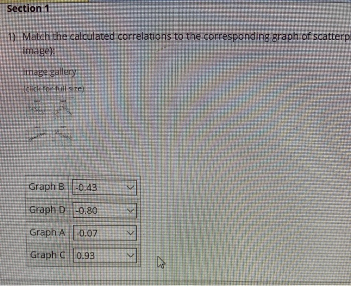 Solved Section 1 1) Match the calculated correlations to the | Chegg.com