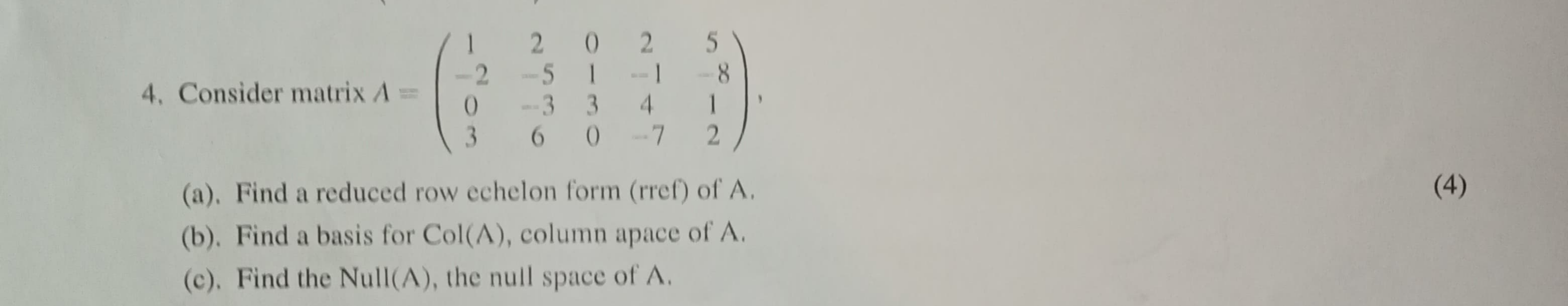 Solved Consider matrix | Chegg.com
