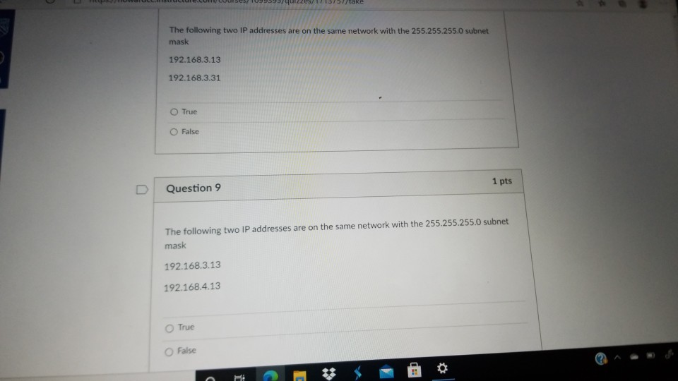 Solved take The following two IP addresses are on the same | Chegg.com