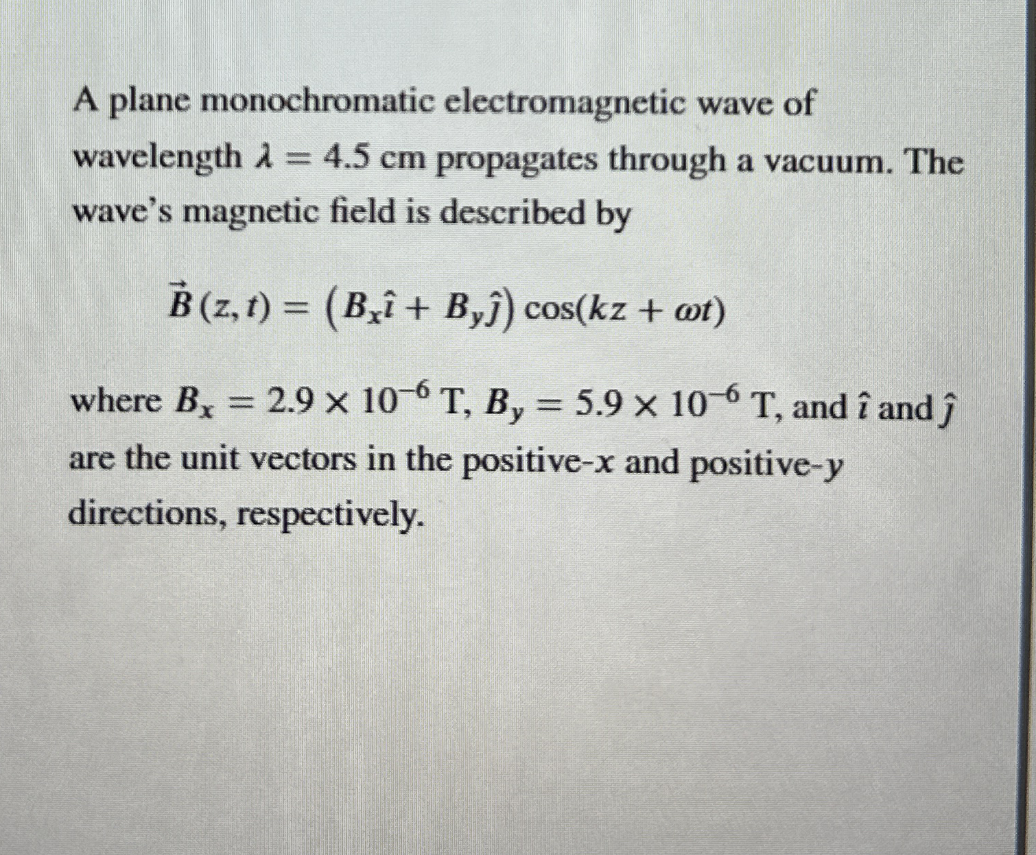 Solved A plane monochromatic electromagnetic wave of | Chegg.com
