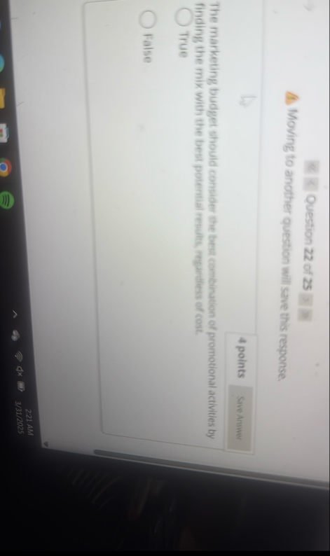 Solved EQuestion 22 ﻿of 25Moving to another question will | Chegg.com