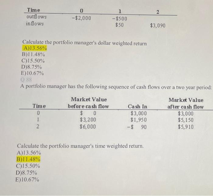 Solved Time 1 outflows 0 -$2,000 -$500 inflows $50 Calculate | Chegg.com