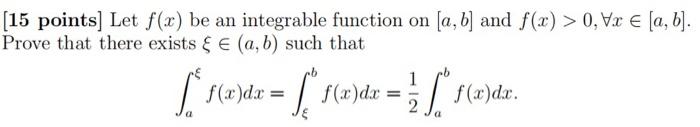 Solved 15 points] Let f(x) be an integrable function on | Chegg.com