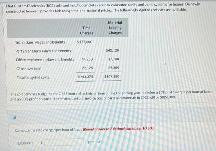 Solved Flint Custom Electronics (RCE) sells and installs | Chegg.com