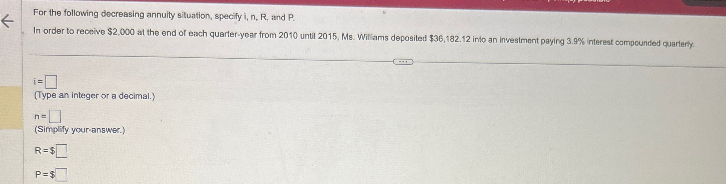 Solved For the following decreasing annuity situation, | Chegg.com