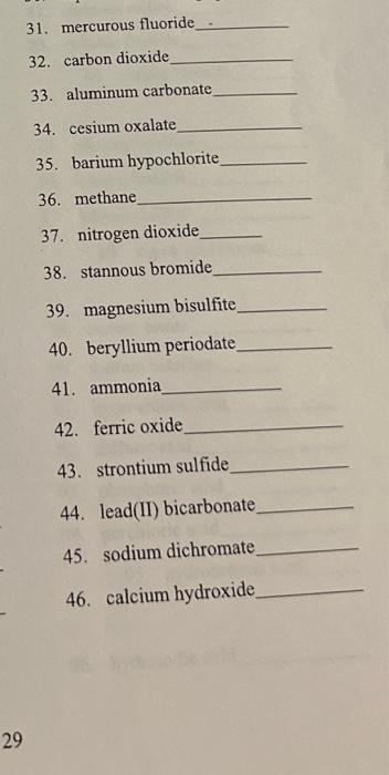Solved Give the formula of the following compounds:31. | Chegg.com
